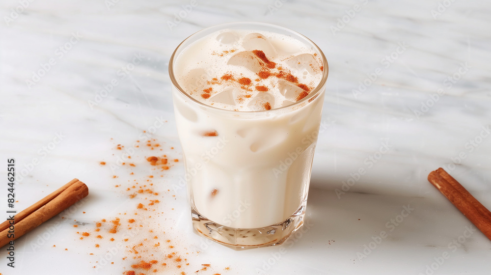 Taste a refreshing horchata drink served with ice cubes and a pinch of ...