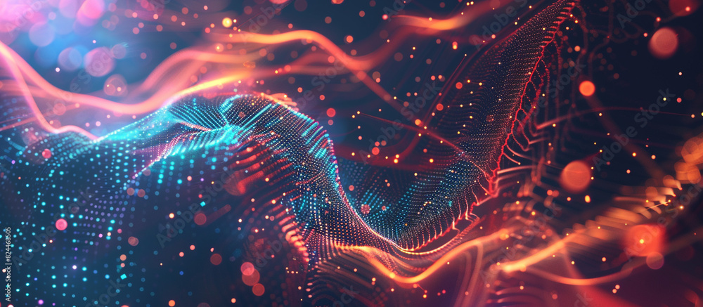 Dynamic technology background with animated data streams and moving ...