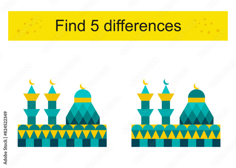 Vetor de Find 5 differences. Logic puzzle game for kids. Preschool ...