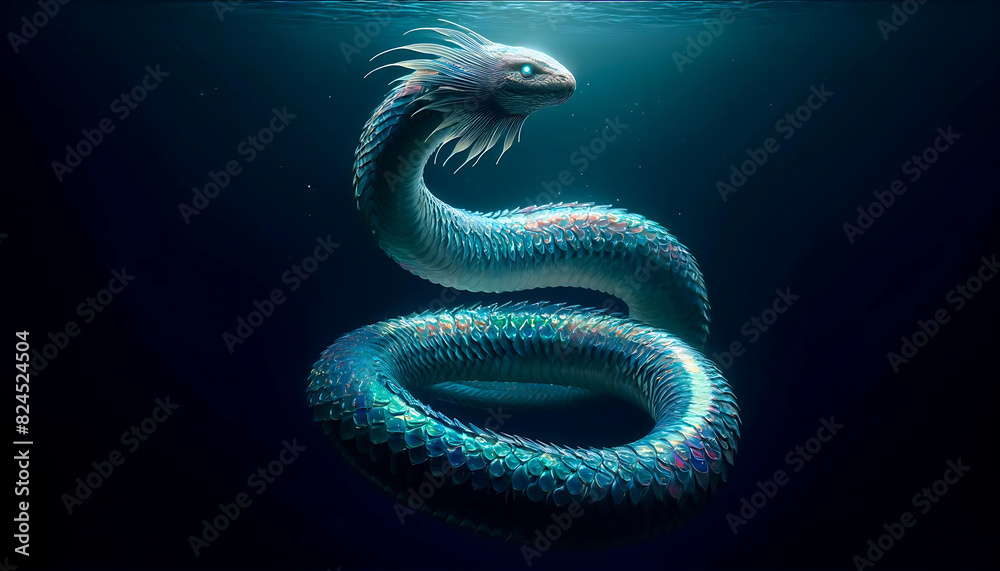 Mysterious Sea Snake Full-length image of a rare surreal sea snake with ...