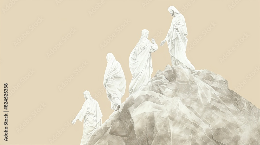 Jesus Being Transfigured on the Mountain, Biblical Illustration of ...