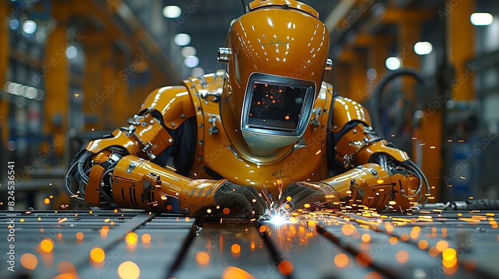 Industrial Innovation A high-tech welding robot in action ...