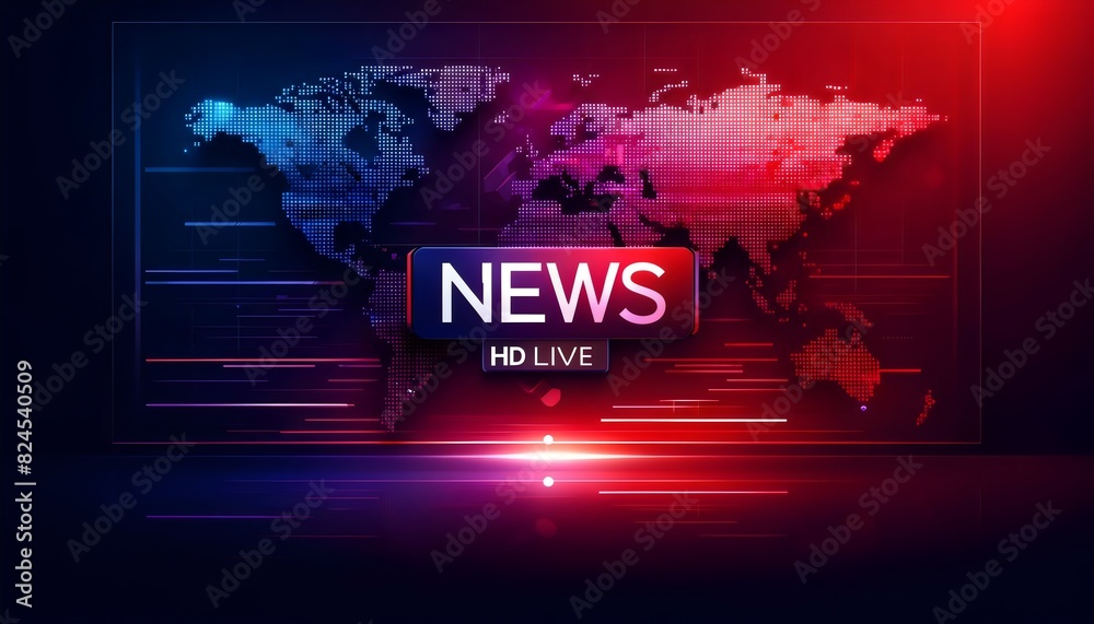 "NEWS HD LIVE" title overlaying a dark, technologically-themed ...