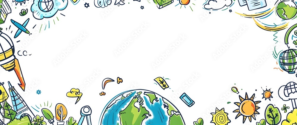 The Empty Space of a Sustainable Earth Day Doodle Page Border Design ...