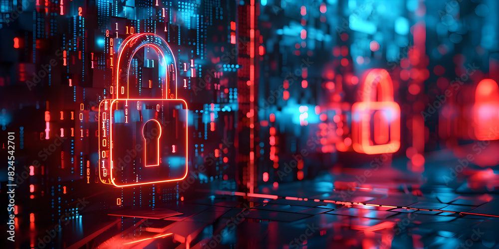 Locked data security concept. Abstract futuristic technology background ...