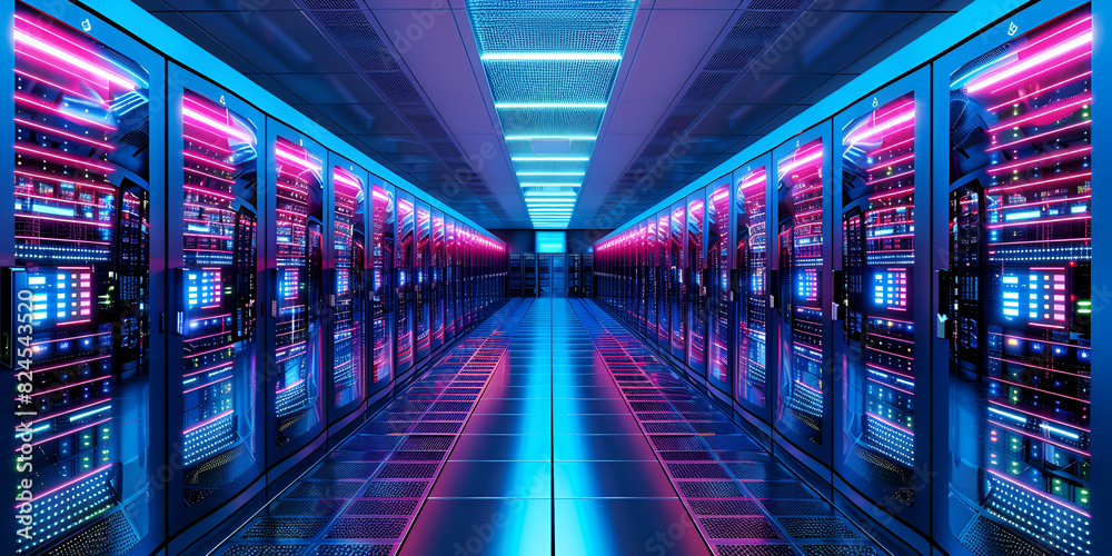 Futuristic data center with server racks and led lights ,Data center ...