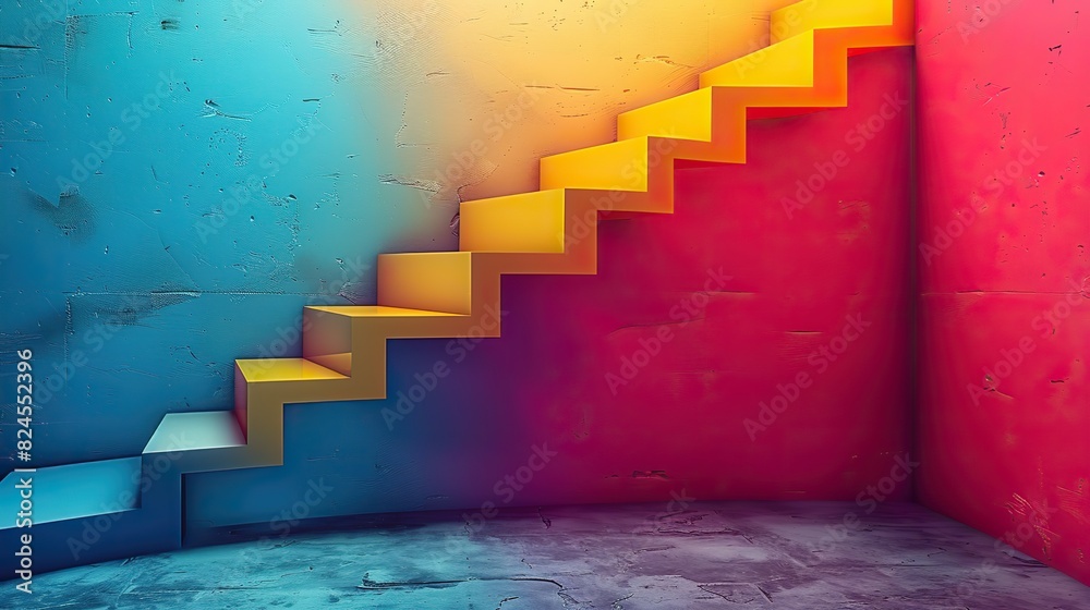 An illustration of a staircase turning into a growing line graph ...