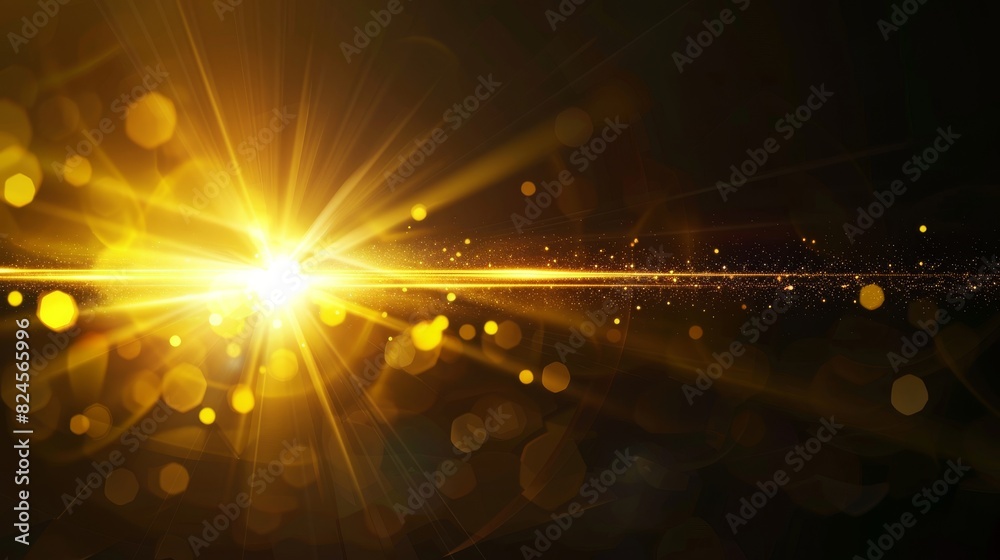 Black background with neon lens flare and yellow light reflection Stock ...