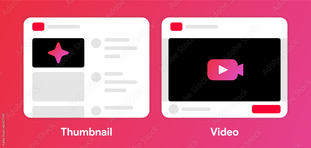 YouTube thumbnail mock-up. Vimeo preview cover image. Video player ...