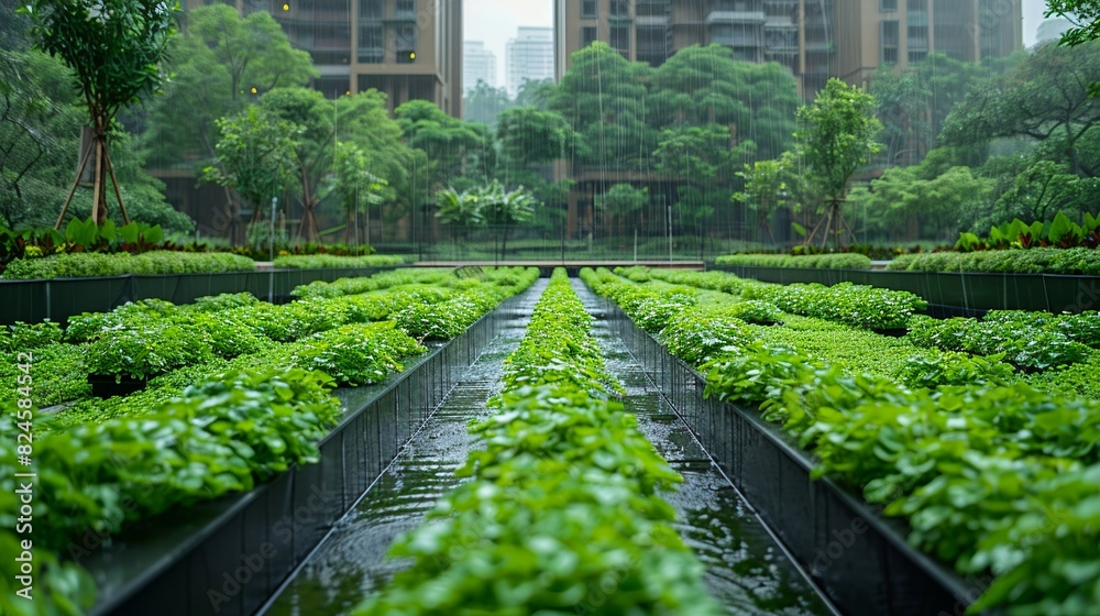 Environmental conservation concept, An urban green space with a ...