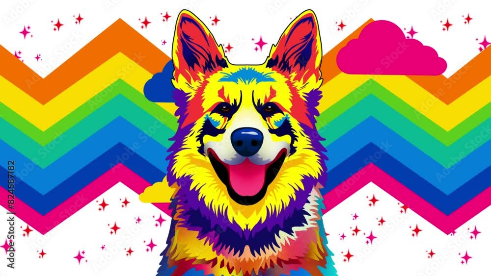 Smiling dog, dog portrait in lgbtq pride rainbow colors concept art ...