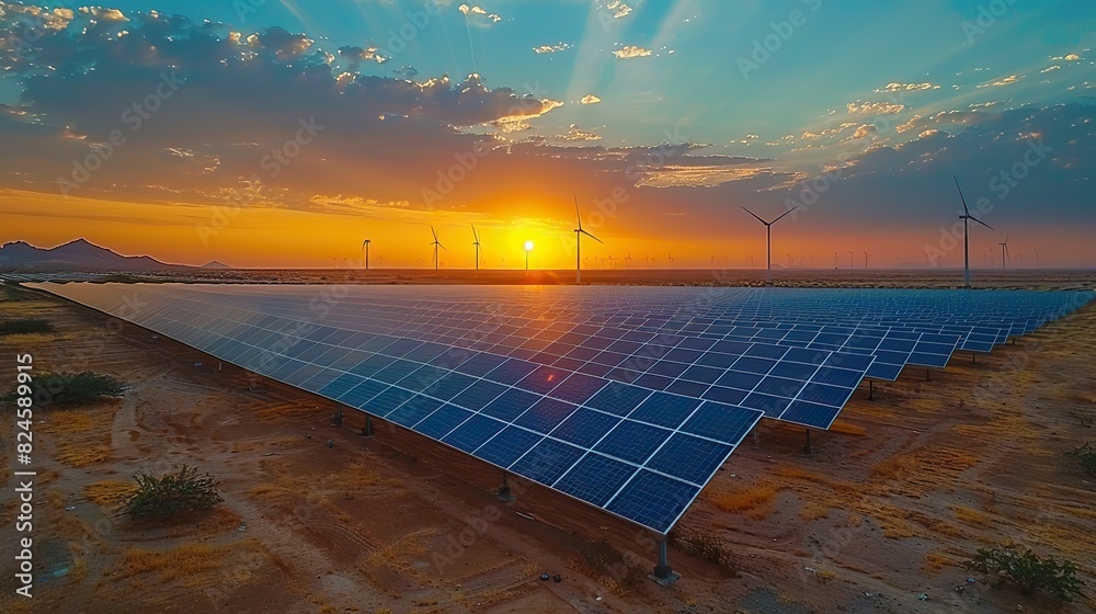solar energy panel photovoltaic cell and wind turbine farm power ...