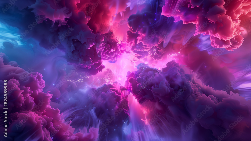 purple and blue clouds are in the sky with a bright light Stock ...