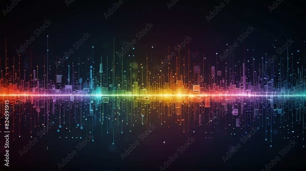 A colorful soundwave spectrum of rainbow colors, design element in ...