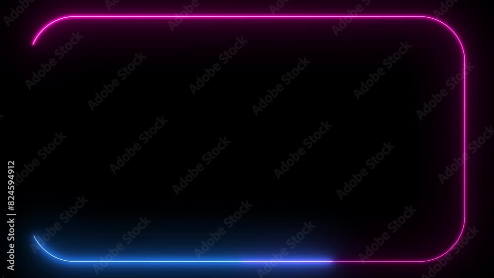 Neon border glowing frame background. Square rectangle neon border ...