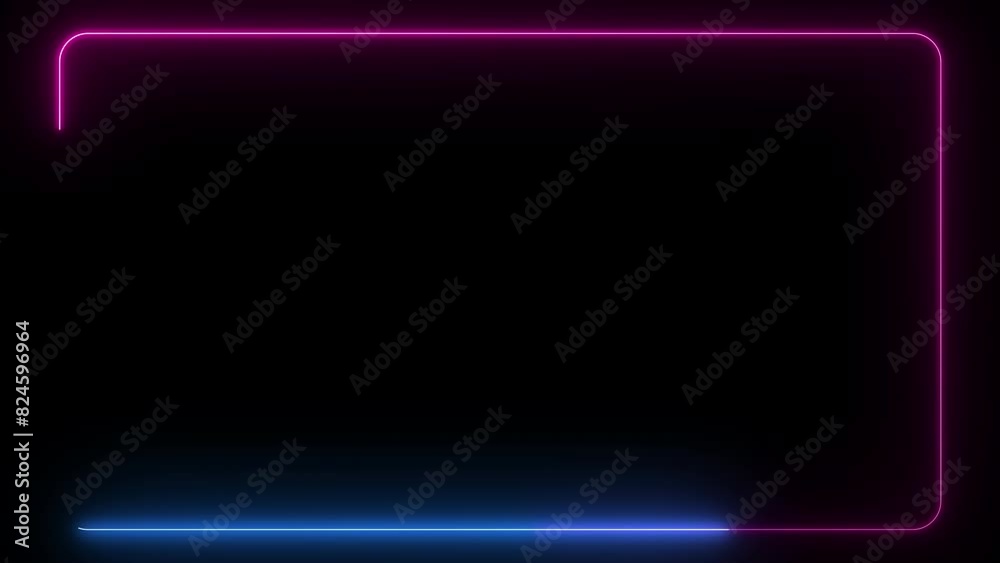 Neon border glowing frame background. Square rectangle neon border ...