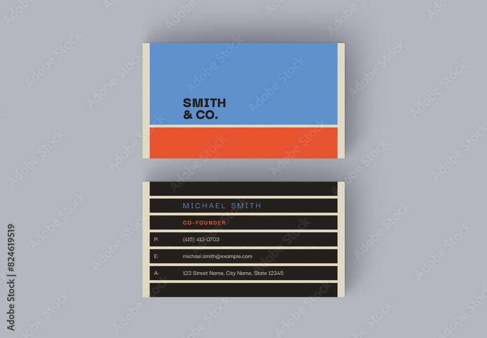 Modern Color Bar Business Card Layout Stock Template | Adobe Stock