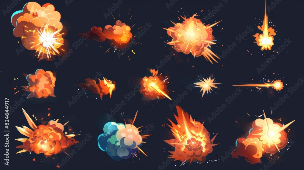 In this explosion animation, you see cartoon explosive smoke, sprite ...