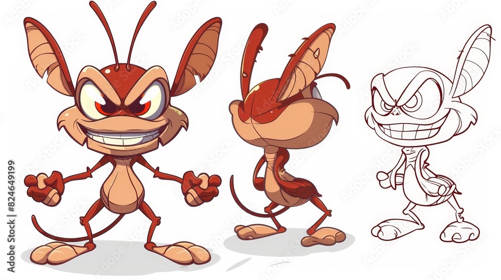 An angry cartoon ant ready for animation clip art. Modern illustration ...