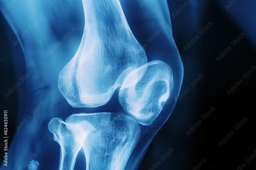 X-ray of a knee joint showing ligaments and bone alignment Stock Photo ...