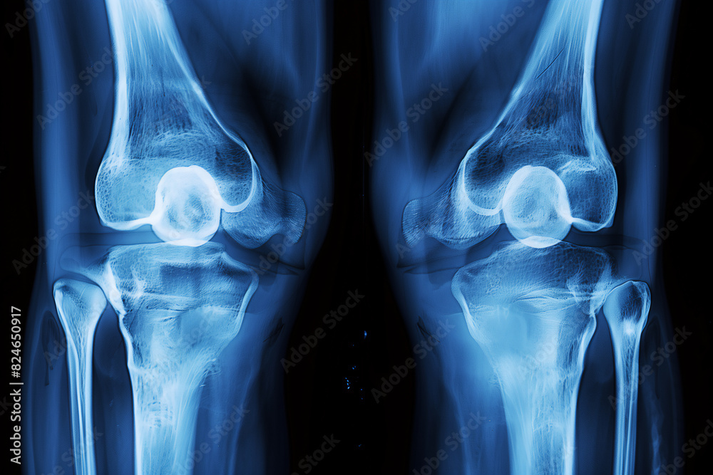 X-ray of a knee joint showing ligaments and bone alignment Stock Photo ...