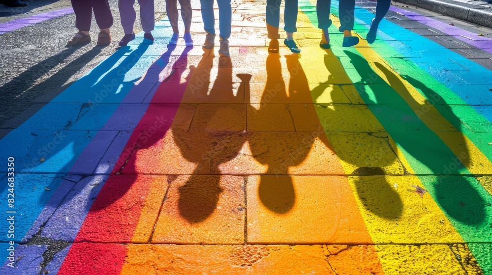 Gay Rights Shadows of People and Rainbow Flag as Symbol Right, Freedom ...