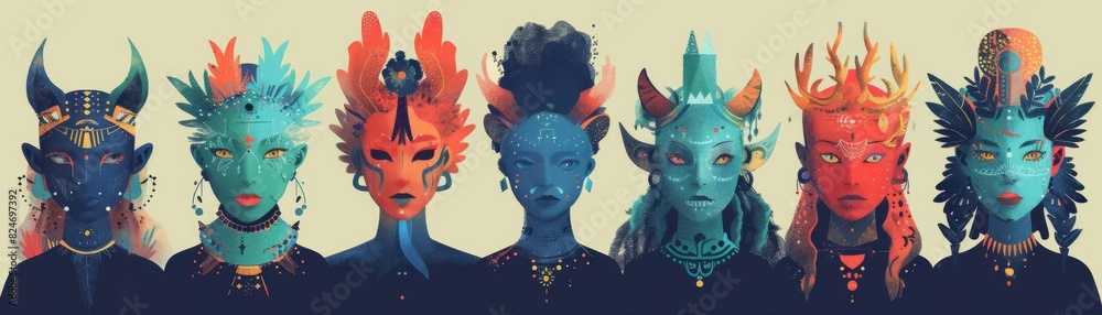 Folklore folklore characters flat design top view legendary beings ...