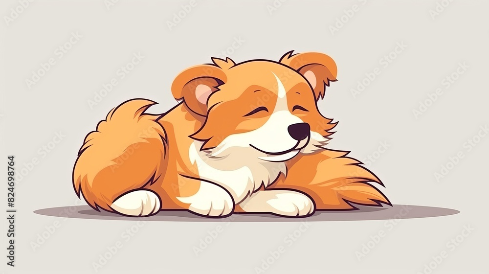 Quiet dog in recovery flat design side view healing theme cartoon ...