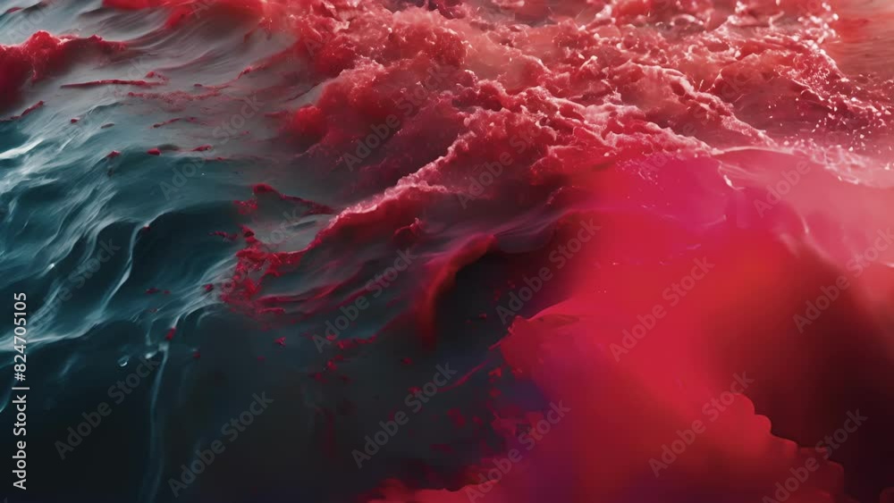 A thick red layer covers the oceans surface suffocating any marine life ...