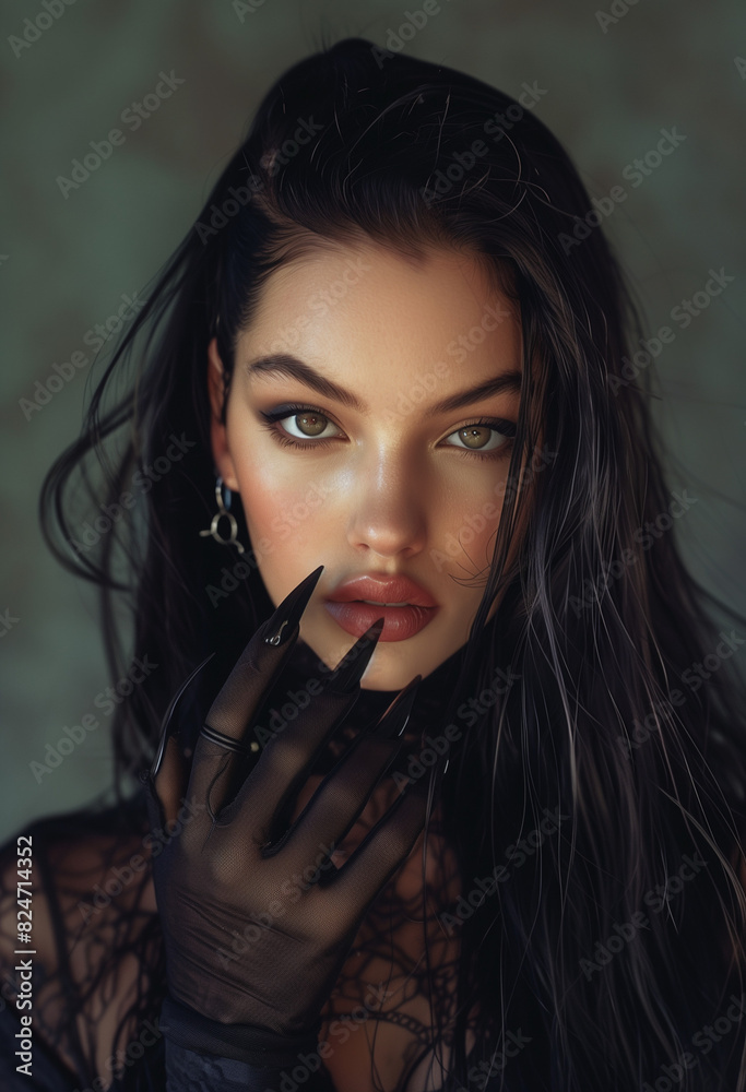 Black nails photo, from the movie The Matrix, of a beautiful woman with ...