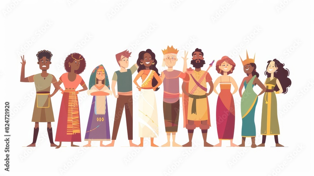 Diverse ethnic people group with greetings and welcoming gestures on ...
