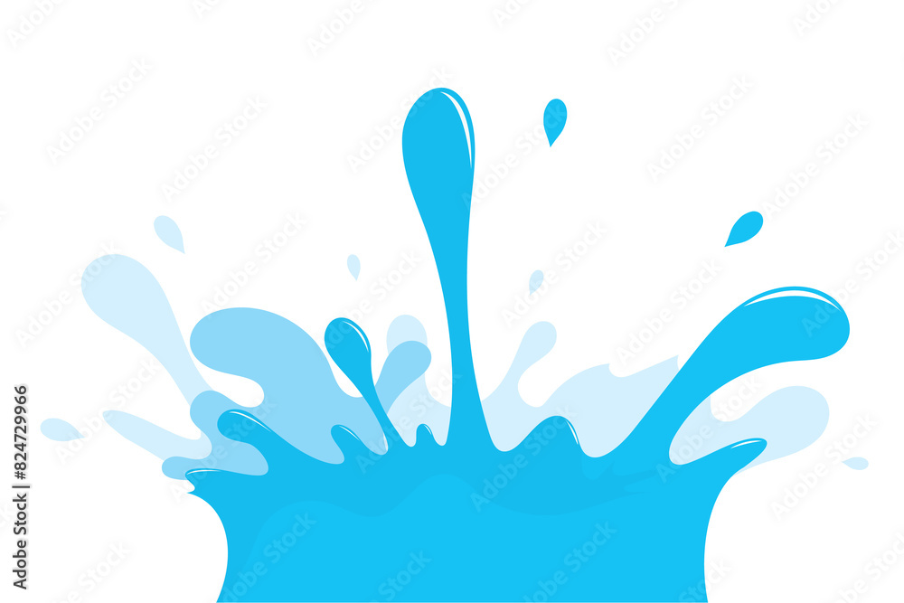 blue water splashes cartoon style and gradient on transparent ...