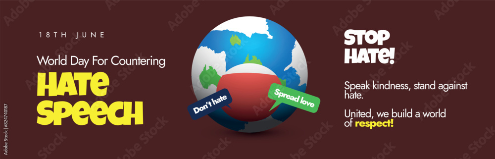 Vetor de International day for countering hate speech day. 18th June ...
