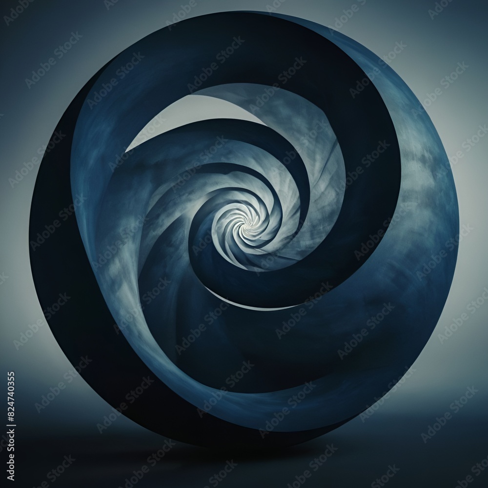 Abstract art in dark blue inspired by the Fibonacci sequence ...