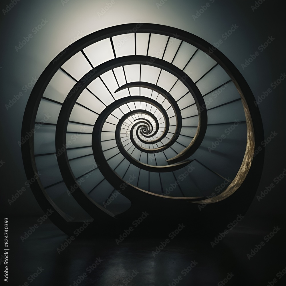 Abstract art inspired by the Fibonacci sequence, incorporating spirals ...