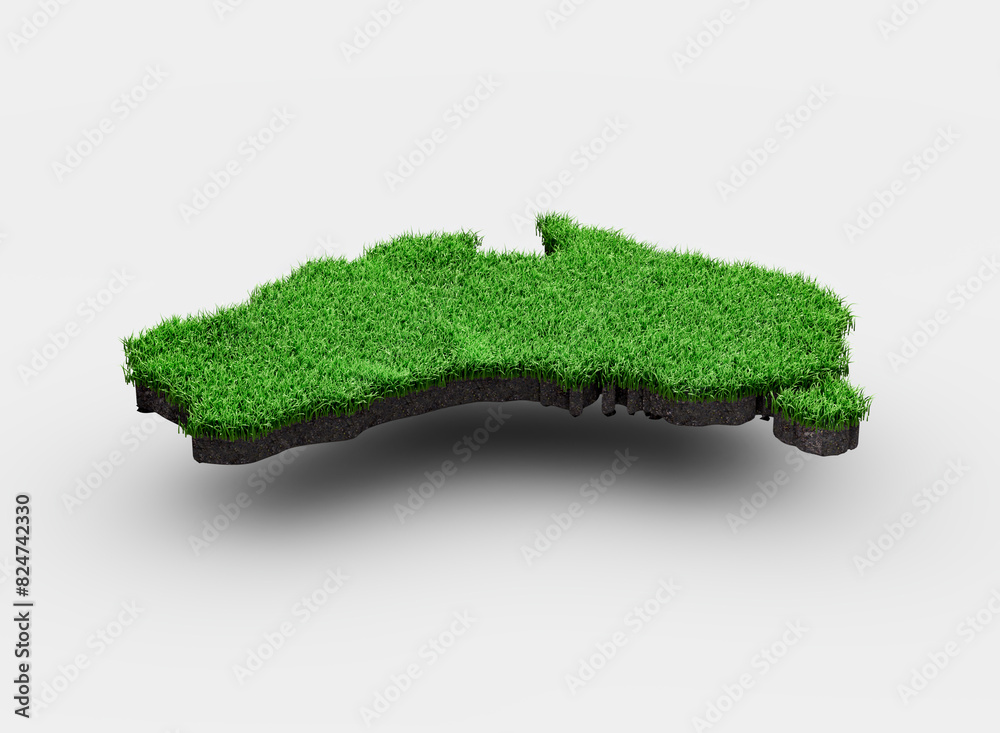 Australia Map Soil Land Geology Cross Section Green Grass And Rock ...