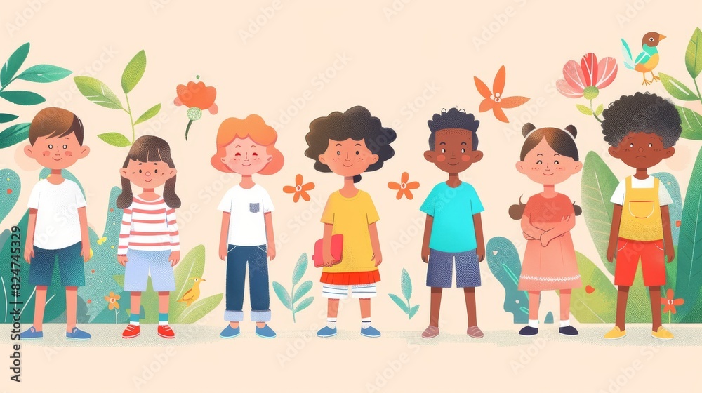 Multicultural kids concept. Community of asian, african, european ...