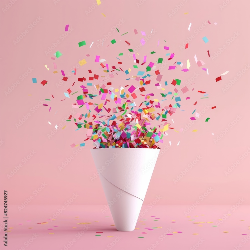 Classic Party Popper Design a 3D icon of a traditional party popper ...