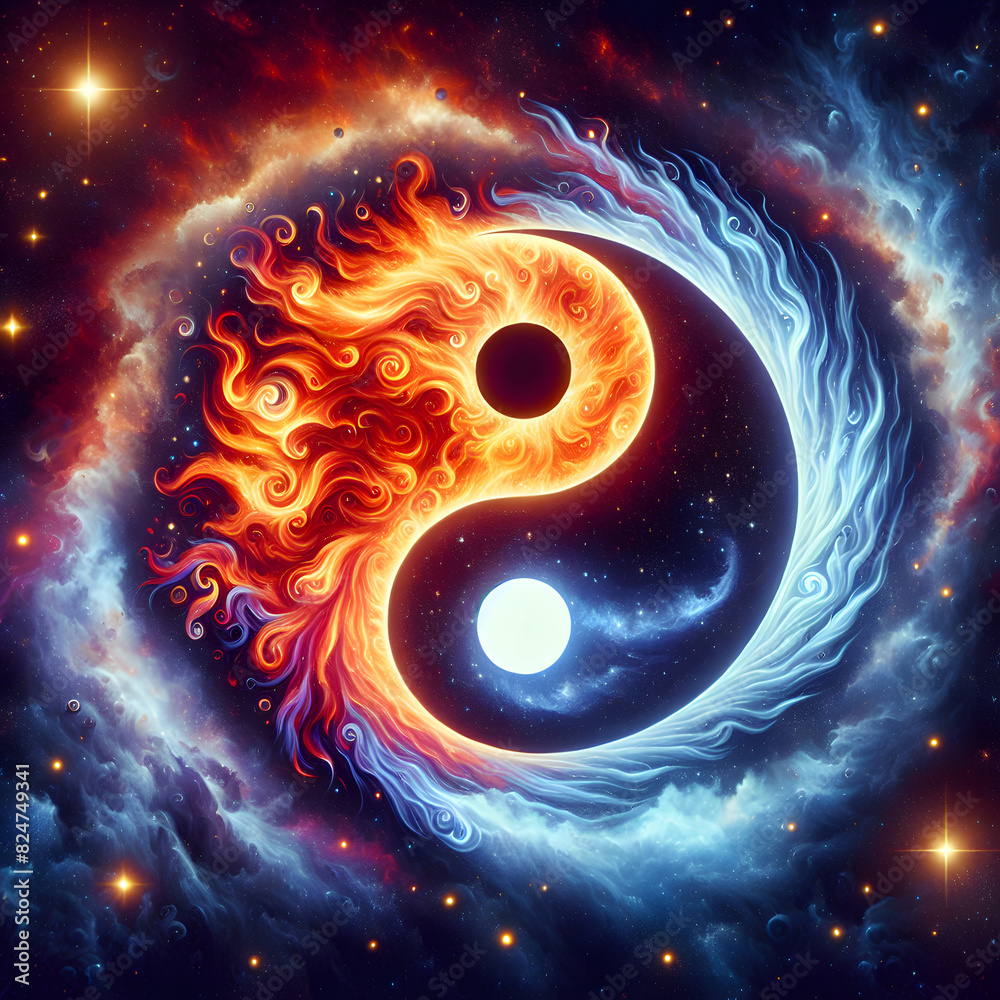 Cosmic Balance of Yin-Yang: Galaxy Vortex with Entwined Pink and Blue ...