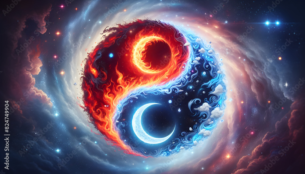 Cosmic Balance of Yin-Yang: Galaxy Vortex with Entwined Pink and Blue ...