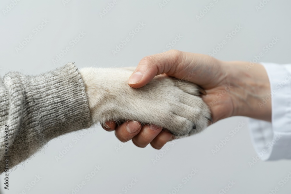 Close-up image capturing a heartfelt moment where a human hand and a ...
