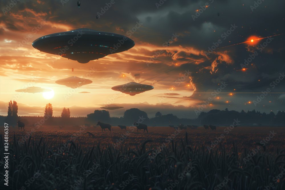 Alien Invasion in a Rural Area: A peaceful countryside disrupted by ...