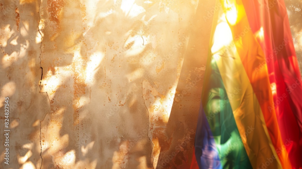 Vibrant background featuring LGBT flags against a grunge wall, with ...