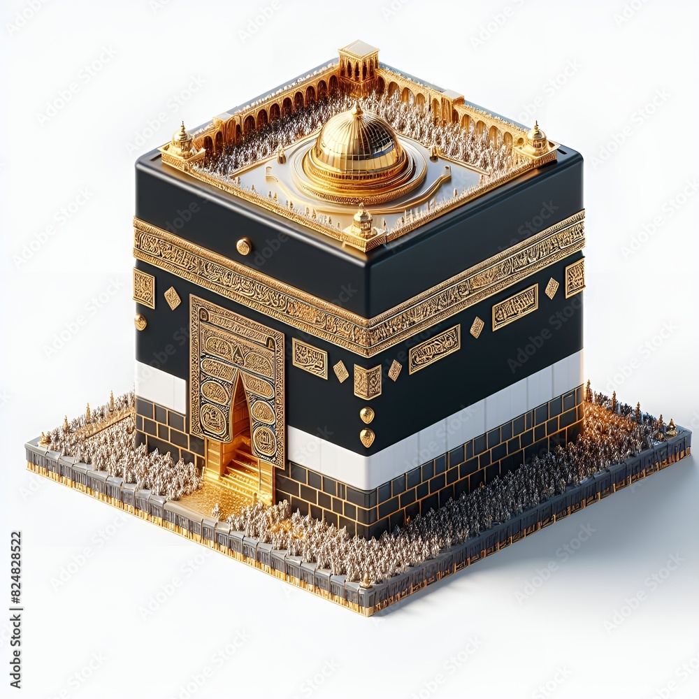 Kaaba, the sacred cube in Islamic architecture, surrounded by ...