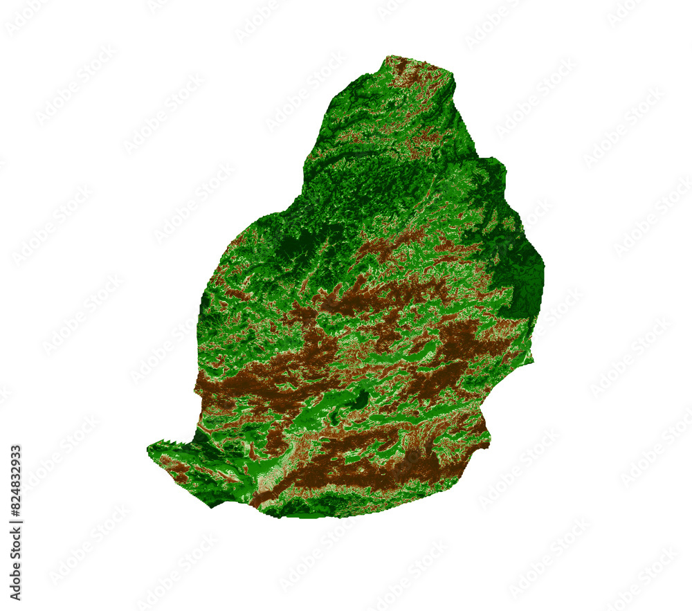 Mauritius Topographic Map 3d realistic map Color 3d illustration Stock ...
