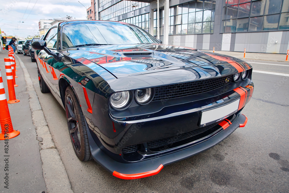 Minsk, Belarus. Apr 27, 2024. Dodge Challenger American muscle car ...