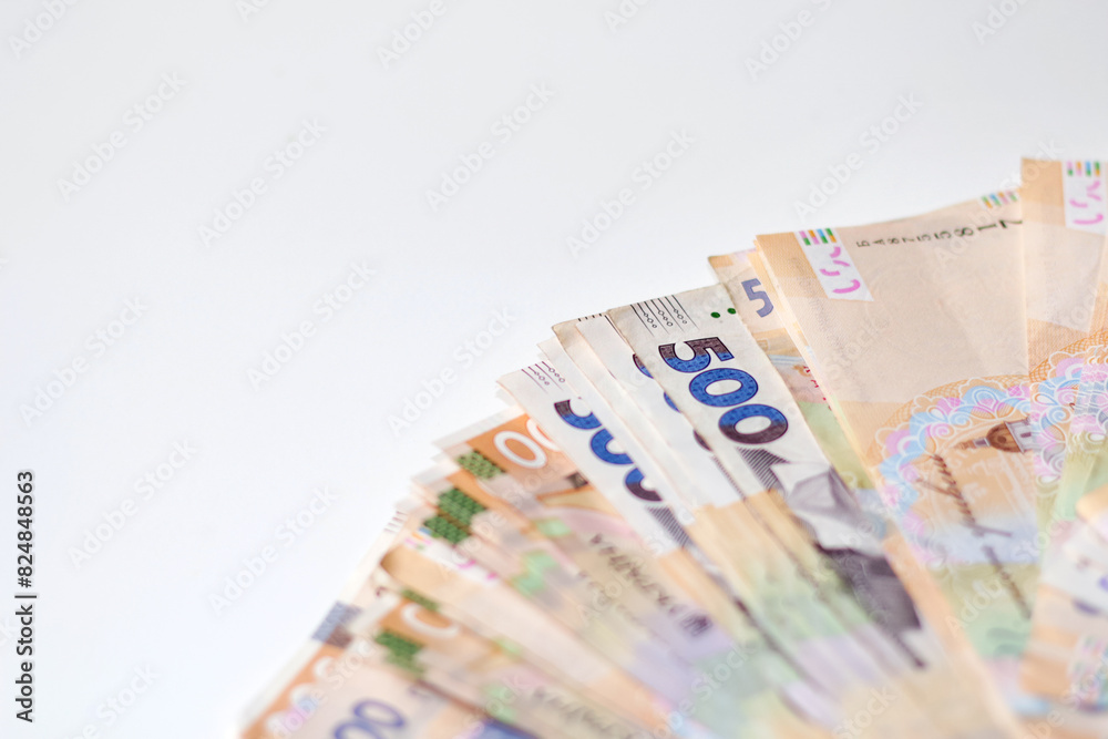 Ukrainian money backdrop. Background of the five hundred hryvnia ...