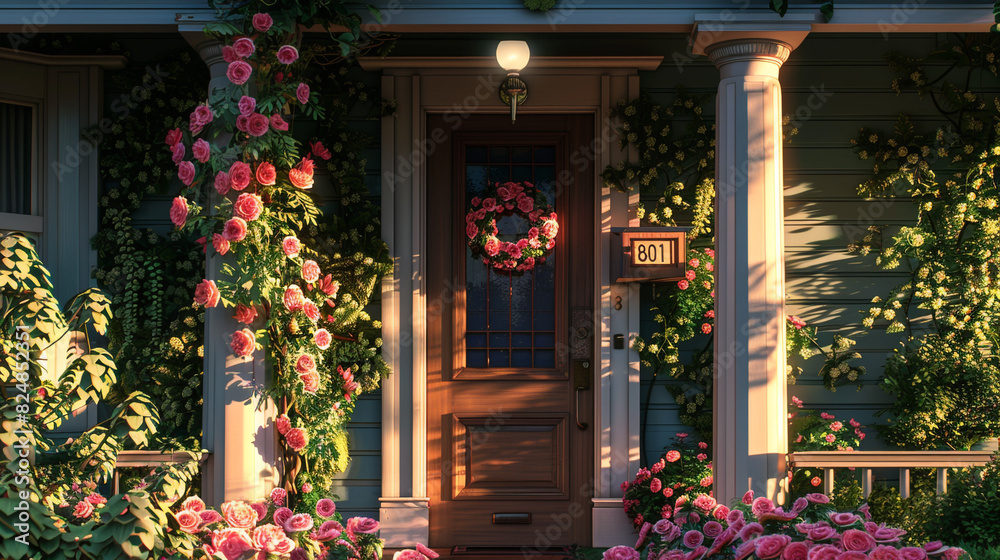 Foto de The front porch columns of a Craftsman house, wrapped in ...