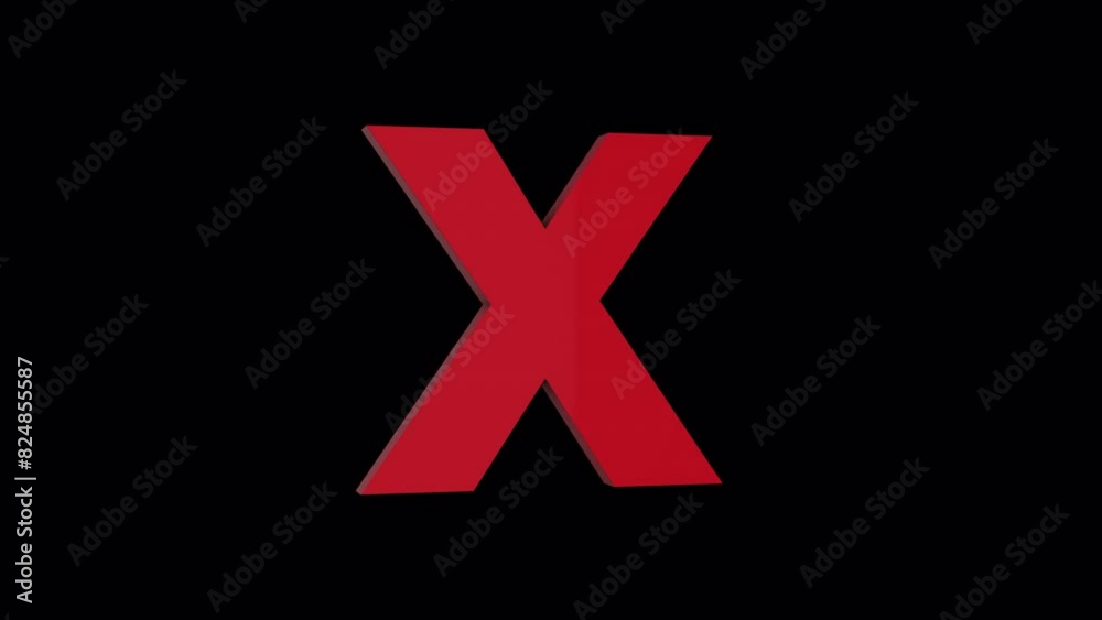 3D Rotating Cross Sign on a Transparent Background. Wrong Symbol. 4K ...