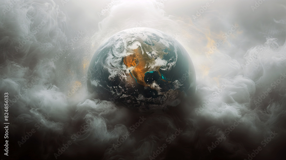 A conceptual illustration of Earth surrounded by a thick layer of smog ...